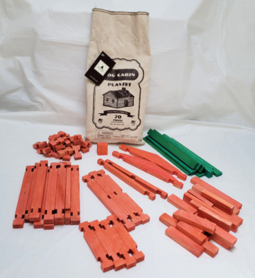 Roy Toy Special Edition 70 Piece Wood Log Cabin Playset Made in USA | eBay