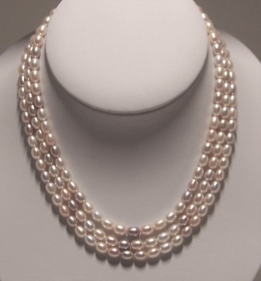 Hand strung 3 strands multi-color fresh water cultured Pearl necklace ...