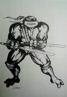8.5x11 Original Art TMNT Leonardo Comic INK sketch Drawing Parrish | eBay