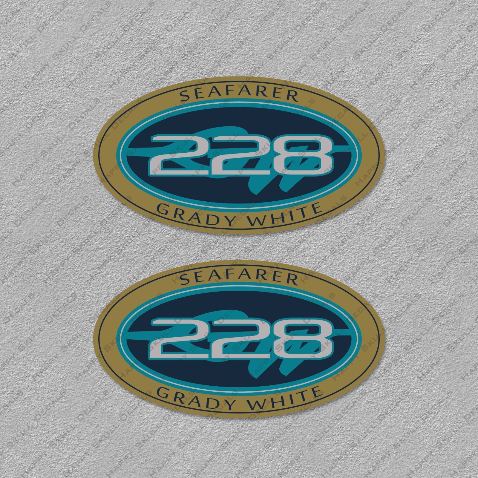 GRADY WHITE 228 SEAFARER LOGO DECALS STICKERS Set of 2 5" LONG | eBay