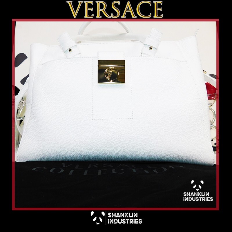 🤍🐼VERSACE COLLECTION🐼🤍 Large Premium Pebbled Leather Satchel | eBay