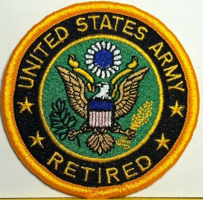United States Army Retired Patch With Hook & Loop Patriotic Shoulder ...