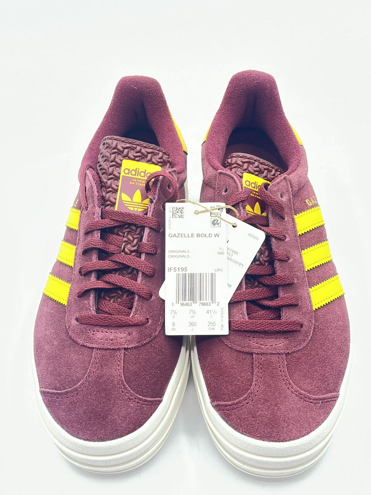 Adidas Women’s Gazelle Bold Originals Size 9 Shadow Red/Gold |IF5195 ...