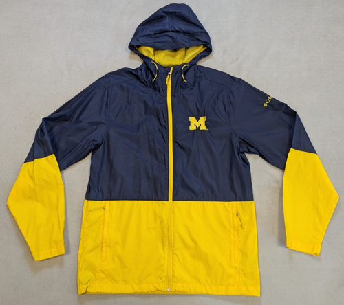 Michigan Wolverines Jacket Mens Medium Columbia Hooded Windbreaker Coat ...