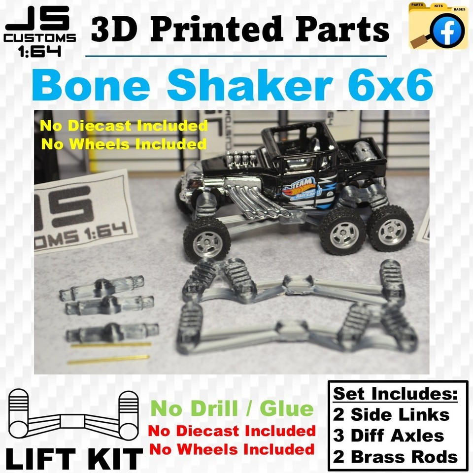 Bone Shaker 6x6 Hot Wheels - Lift Kit - 3D Printed Parts Only - JS ...