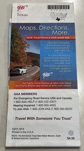 AAA Map Texas State Series 2013 AAA Road Map Paper Map | eBay