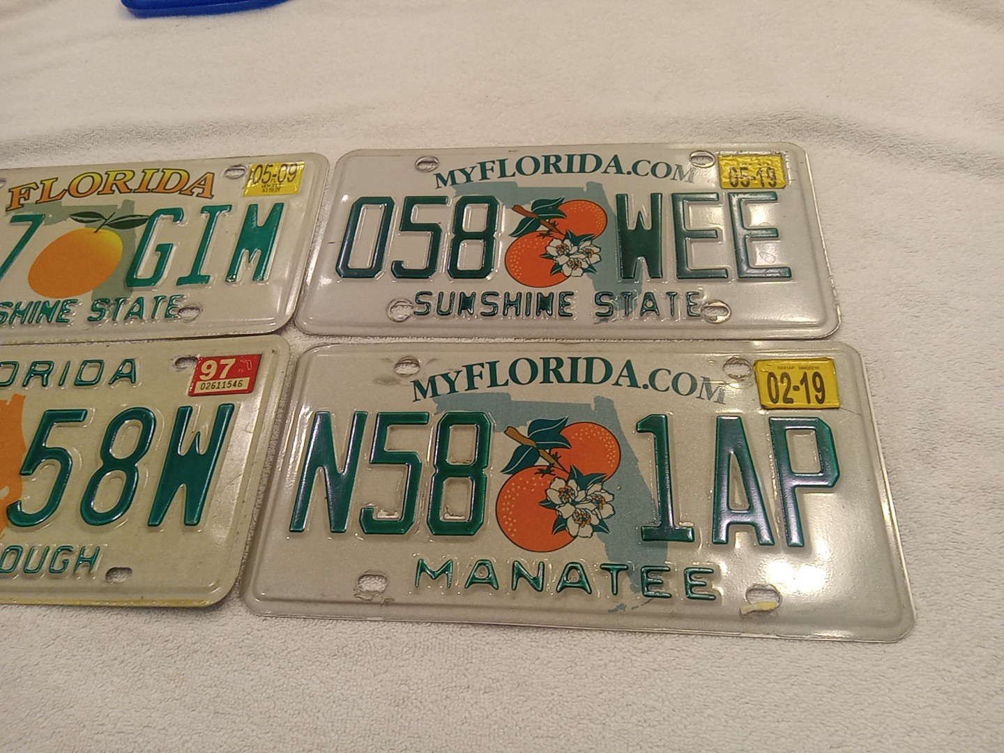 Expired Florida License Plates Lot of Four. Map, Orange, Blossoms. Last ...