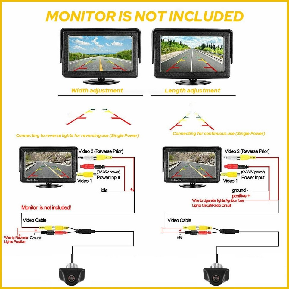 170 HD Car Reverse Backup Camera Rear Parking View Cam Waterproof Night ...