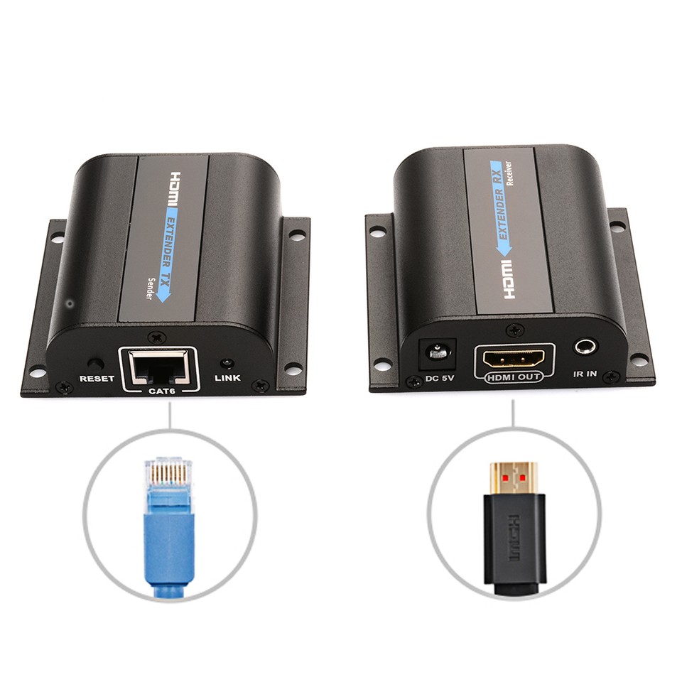 HDMI Network Extender Adapter 1080P to 60M Over RJ45 Cat6 7 Ethernet ...