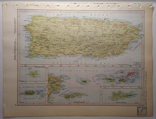 1957 Vintage PUERTO RICO & THE VIRGIN ISLANDS Atlas Map Encyclopedia ...