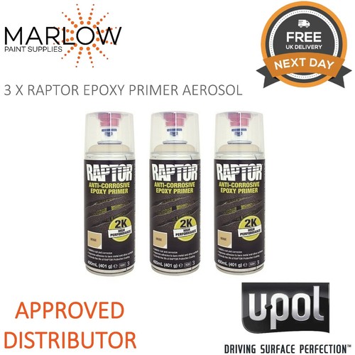 3 X U-POL RAPTOR 2K ANTI-CORROSIVE EPOXY PRIMER BEIGE AEROSOL UPOL ...