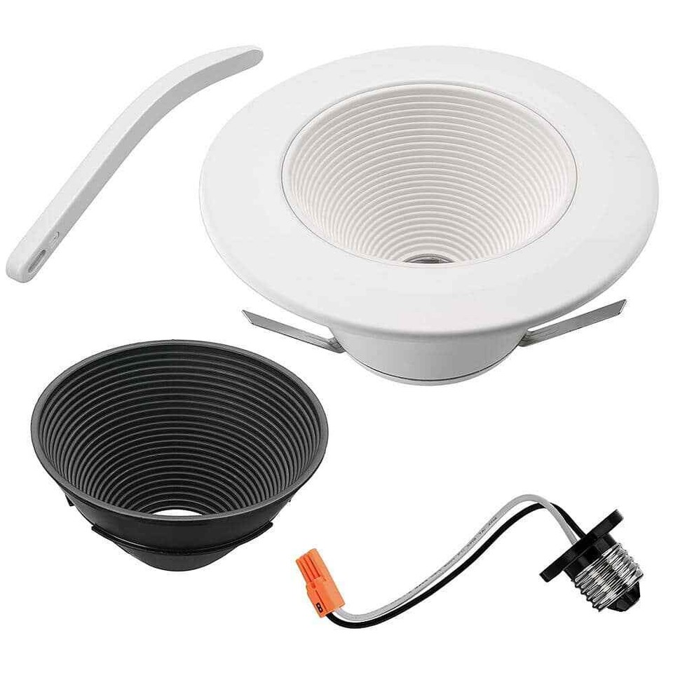 CE 6 in. Deep Baffle Adjustable CCT LED Recessed Light Trim Wet Rated ...