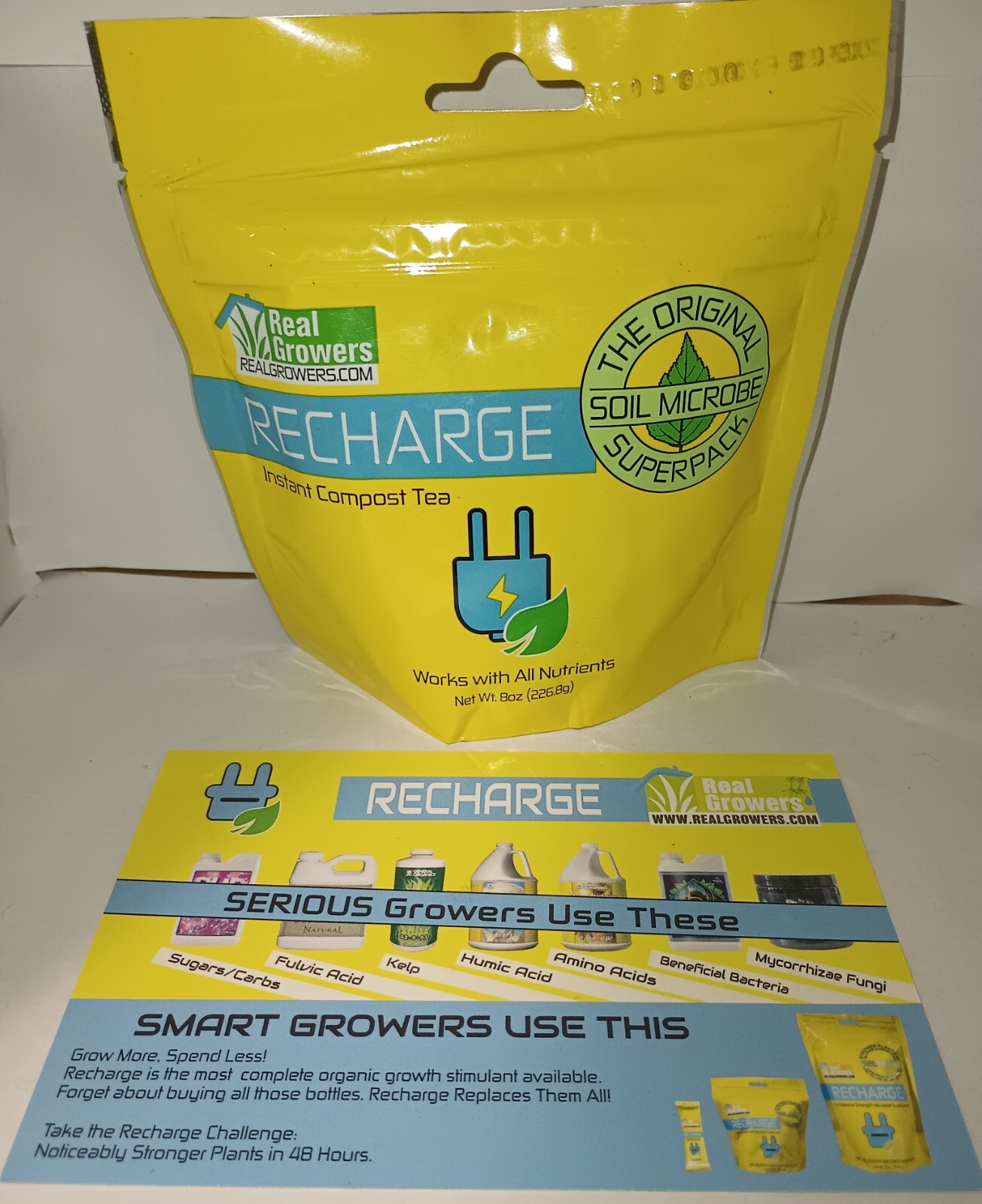Real Growers Recharge 8 OZ package compost tea plant food fertilizer ...