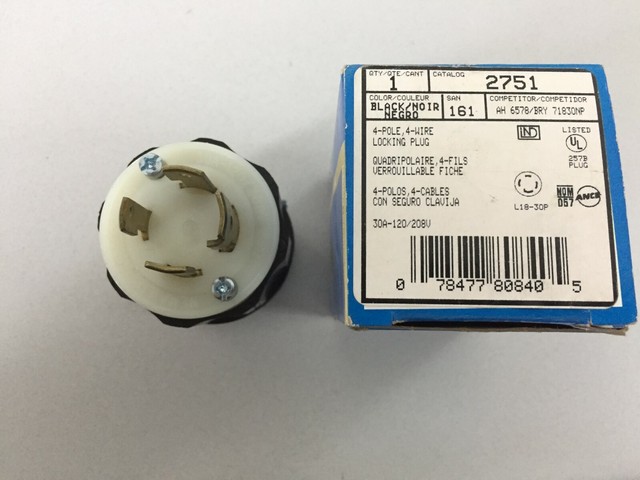 Leviton 2751 30 Amp 120/208v NEMA L18-30p Locking Plug for sale online ...