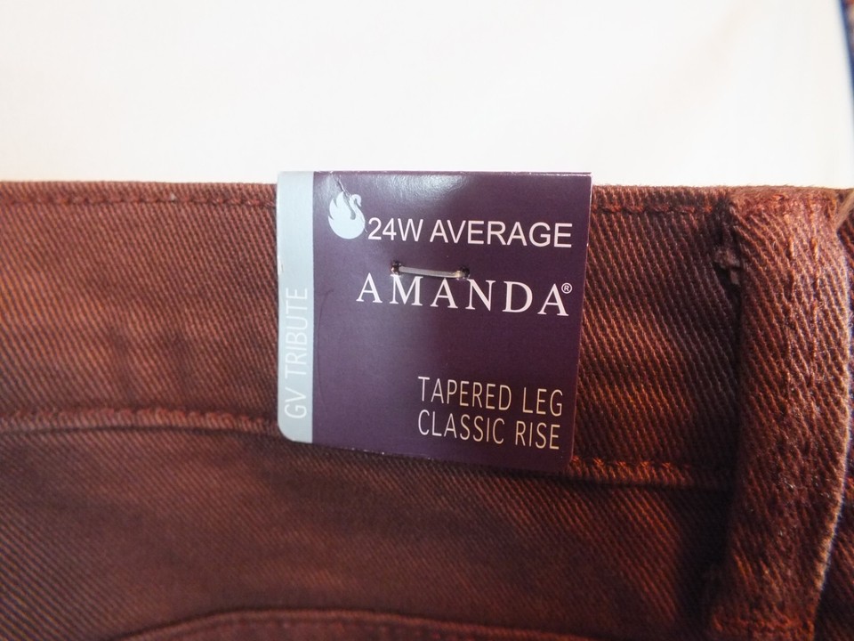 Gloria Vanderbilt Amanda Pants 24W Average Tapered Leg GV Tribute Wine ...