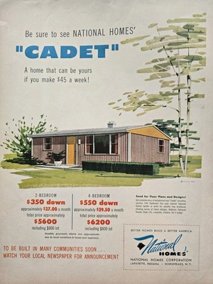 1954 Nh National Homes Design Floor Plan Luxury line Cadet Model ...
