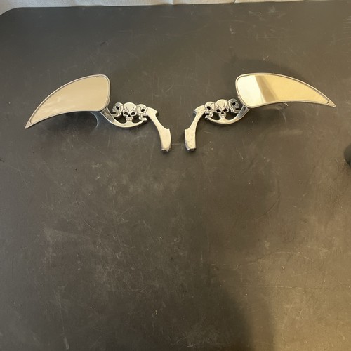 Motorcycle Mirrors Skull Flame Pointy Cool Style Brother! | eBay