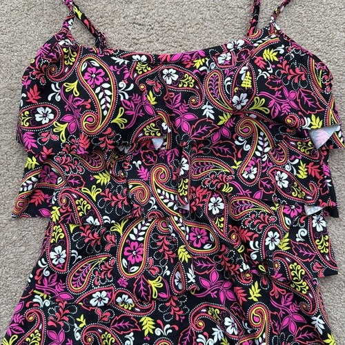 Miraclesuit Bohemian Pink Yellow Tiered Wireless Spaghetti Strap ...