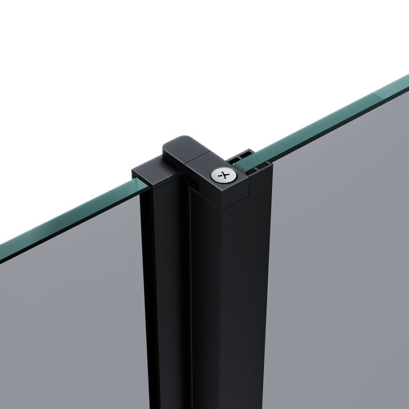 Walk In Shower Screen With Flipper Black Enclosure Wet Room Cubicle 8mm ...