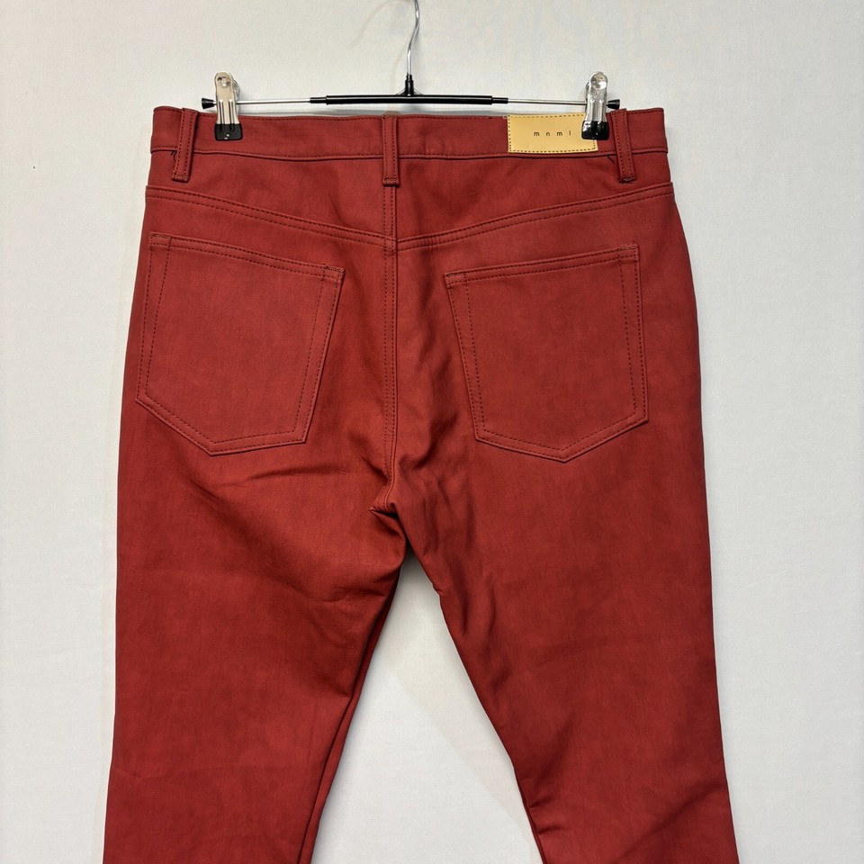 NWT MNML Men Leather Flare Denim Jeans Size 33 Burgundy C011 -15 | eBay