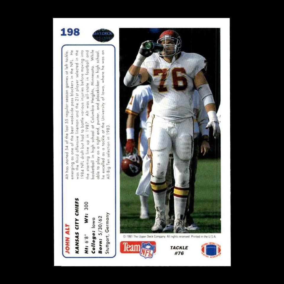 John Alt 1991 Upper Deck Kansas City Chiefs #198 R324I 80 | eBay