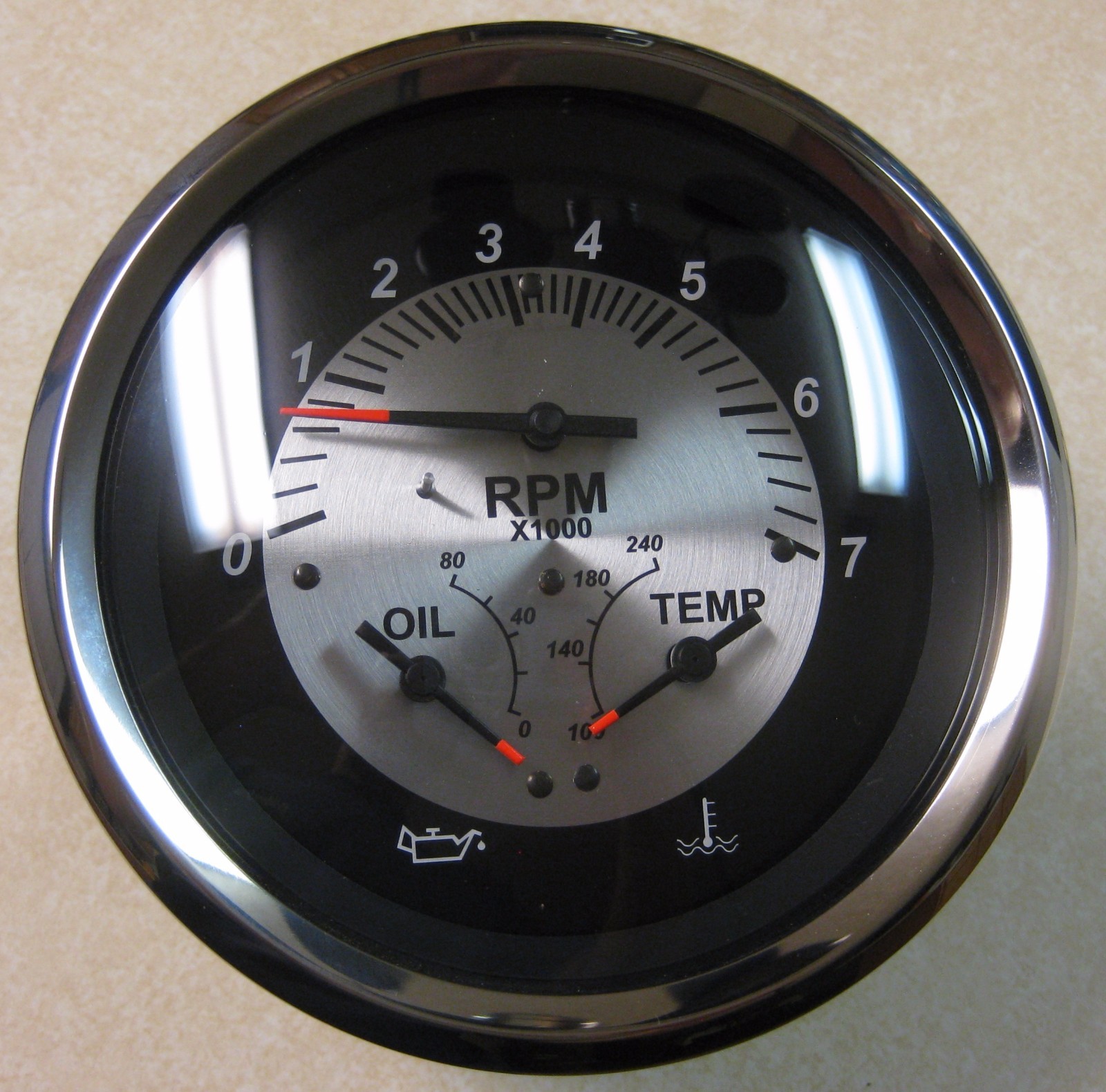 Teleflex Black Sterling Boat 5" Tachometer 7000 RPM W/ Oil ...