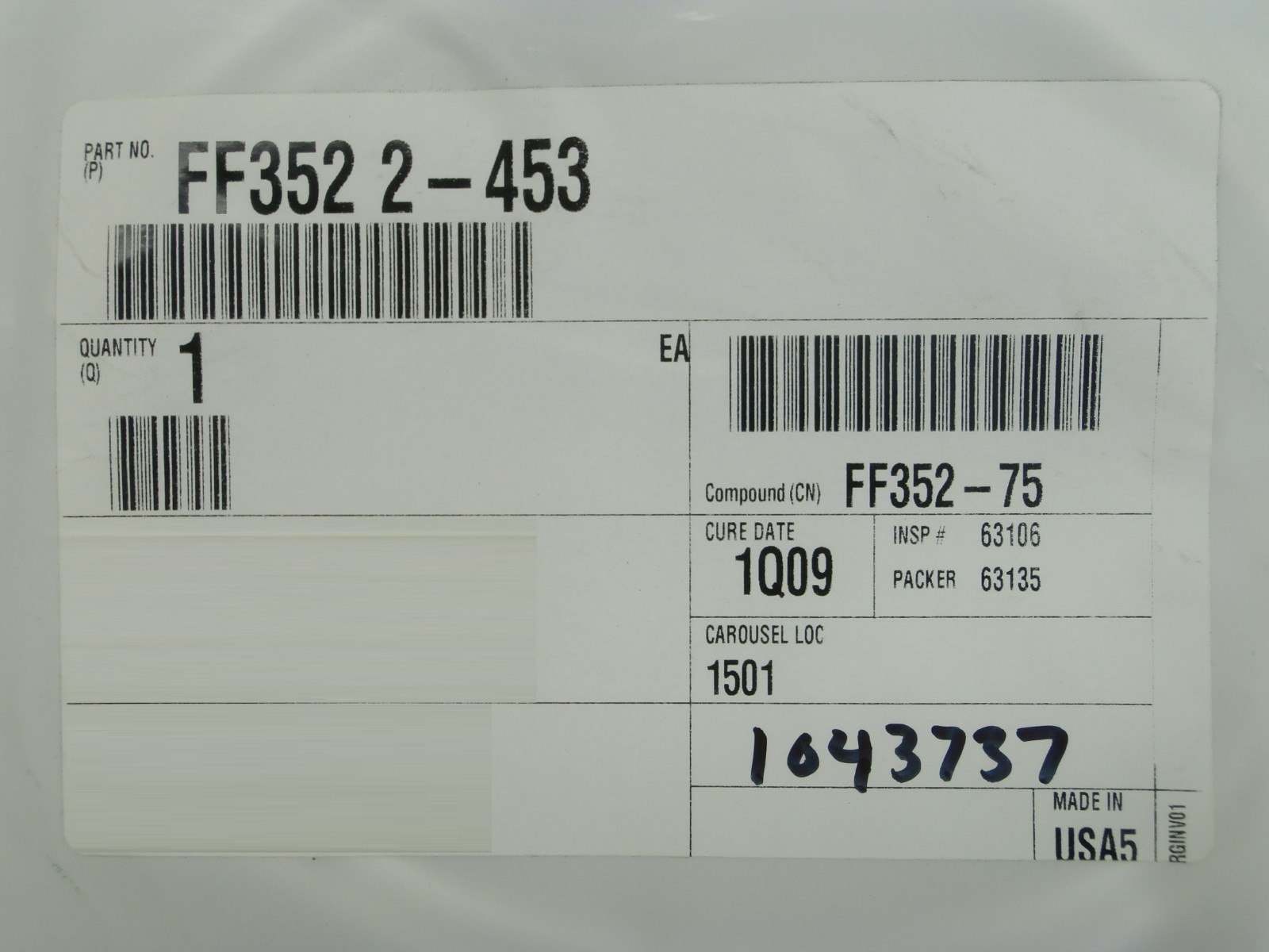Parker Seals FF352 2-453 O-Ring Ultra Parofluor Seal FF352-75 1043737 ...