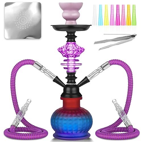 Hookah Set 2 Hose 12 Shisha Hookah Complete Set with Mini Multicolor ...