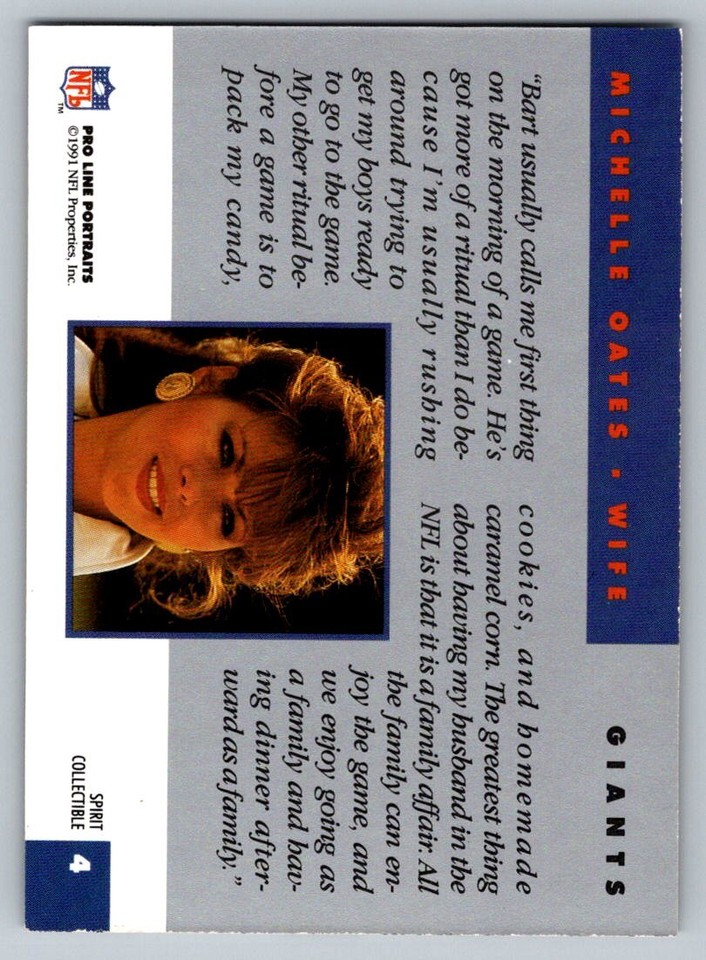 Michelle Oates #4 New York Giants 1991 Pro Line Portraits | eBay