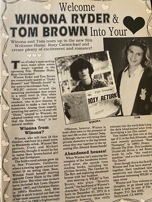 Welcome Home Roxy Carmichael, Winona Ryder, Full Page Vintage Clipping ...