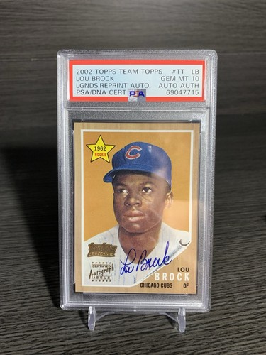 2002 Team Topps Legends Lou Brock 1962 Rookie Auto PSA 10 AUTHENTIC ...