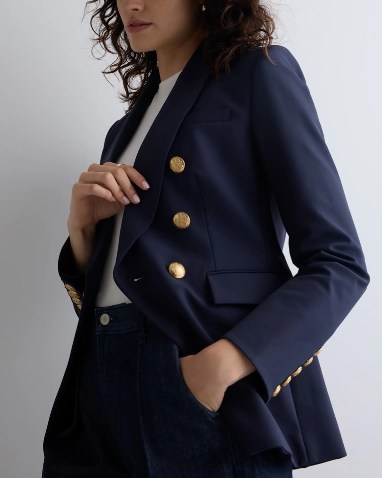 NWT Quince Scuba Captain's Convertible Blazer Deep Navy XS Extra Small ...