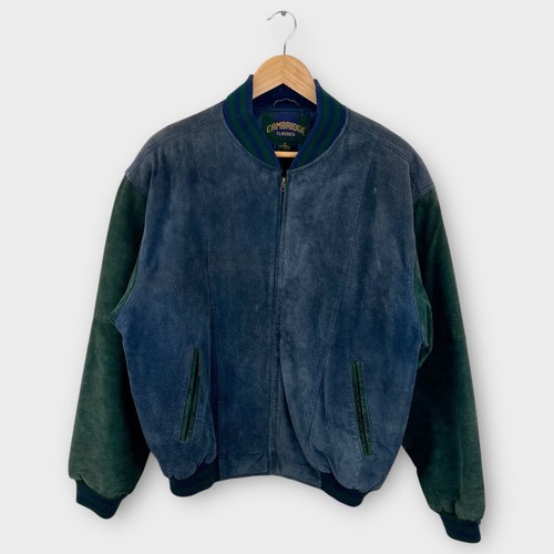 Vintage Cambridge Classics Men’s Leather Varsity Jacket Navy/Green Size ...