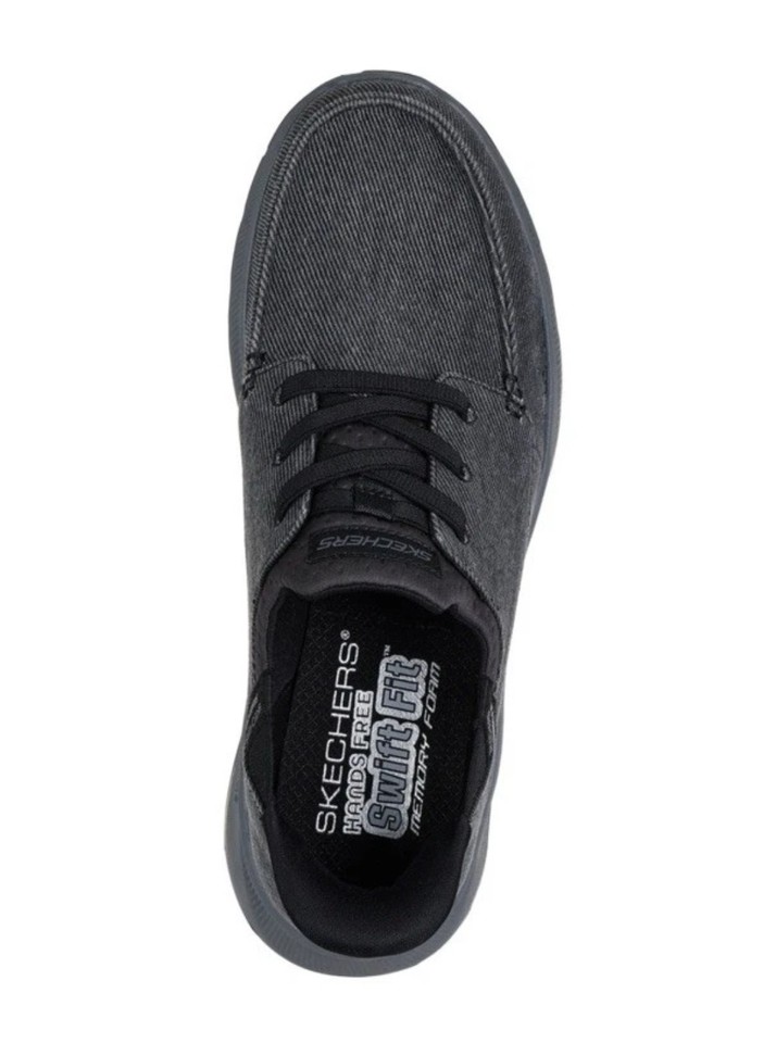 Skechers Men's Shoe Swift Fit Hands Free Lace Up Moc Toe Black Size 8 ...