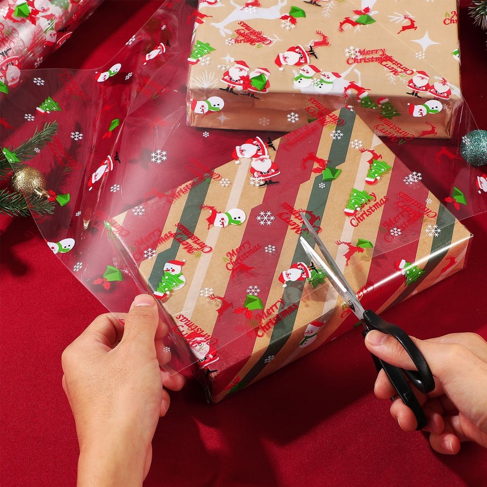 Clear Cellophane Wrap Roll Christmaswrapping Paper Holiday Cling | eBay UK