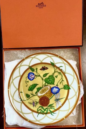 Hermes Siesta Dessert Plate Yellow Tableware Floral Dish Ornament Auth ...