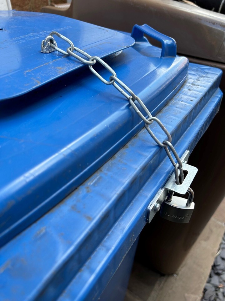BIN LID LOCK 8" Chain & fixings included STOP ID THEFT No Padlock | eBay UK