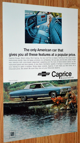 1968 Chevy Caprice Original Vintage Advertisement Print Ad 68 Blue ...