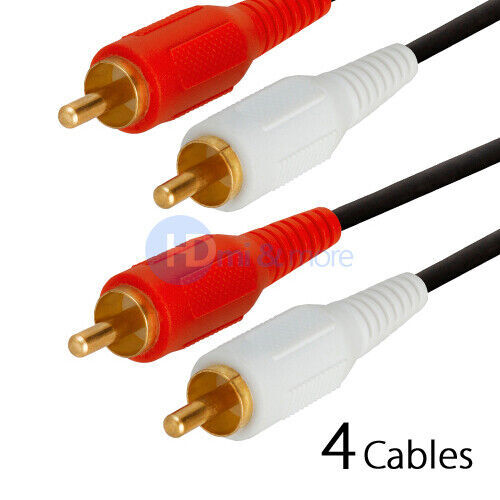 4x 1.5 FT Dual RCA to RCA Audio Video AV Cable FOR HDTV DVD Stereo ...