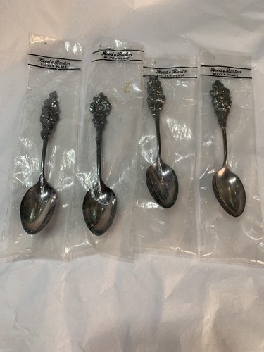 vtg Reed & Barton silver plated floral teaspoon set of 4 Violet Daisy ...