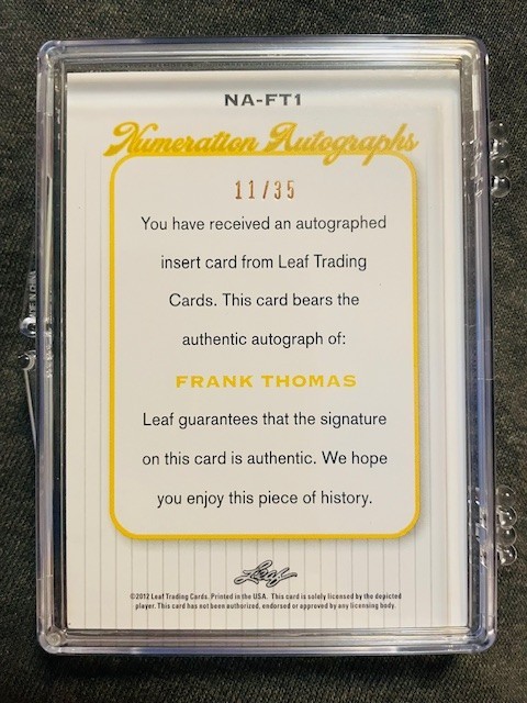 Frank Thomas Auto Autograph 2012 Leaf Numerathon Autographs 11/35 ...