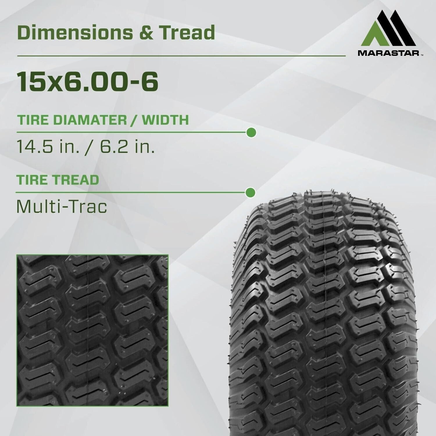 2-Pack 21425 15x6.00-6 Tire and Wheel Assembly, Replacement Riding Lawn ...