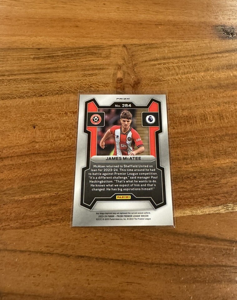 James McAtee 2023-24 Panini Prizm Premier EPL Red Mosaic Prizm NRMT+ ...