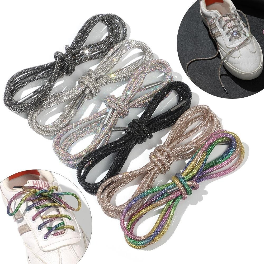 Rhinestone Shoe Strings for Sneakers Round Rhinestone Shoe Laces Shorts ...