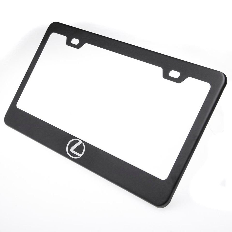 For Lexus License Plate Frame Matte Black W/ Chrome Logo Engraved Cap ...