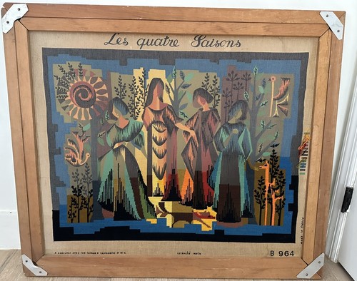 Vintage Jean Lurcat Needlework Tapestry Les Quatre Saisons In Stretcher ...