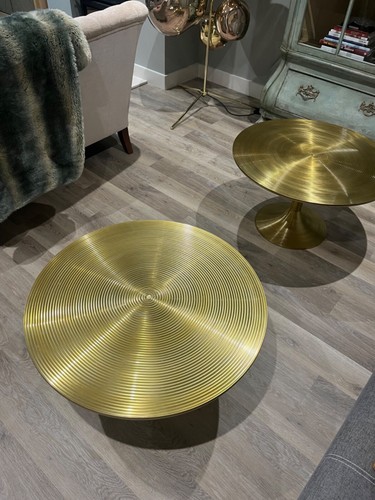Two Gold Metal Disk side tables | eBay UK