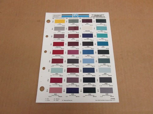 1995 Ford Lincoln Mercury car exterior paint color chip chart sheet ...