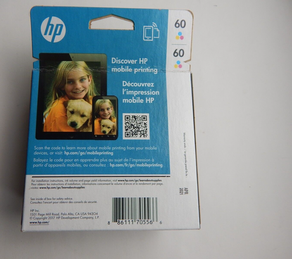New HP 60 tri Color (2PacK) Ink Cartridges for DeskJet D2530 D2545 ...