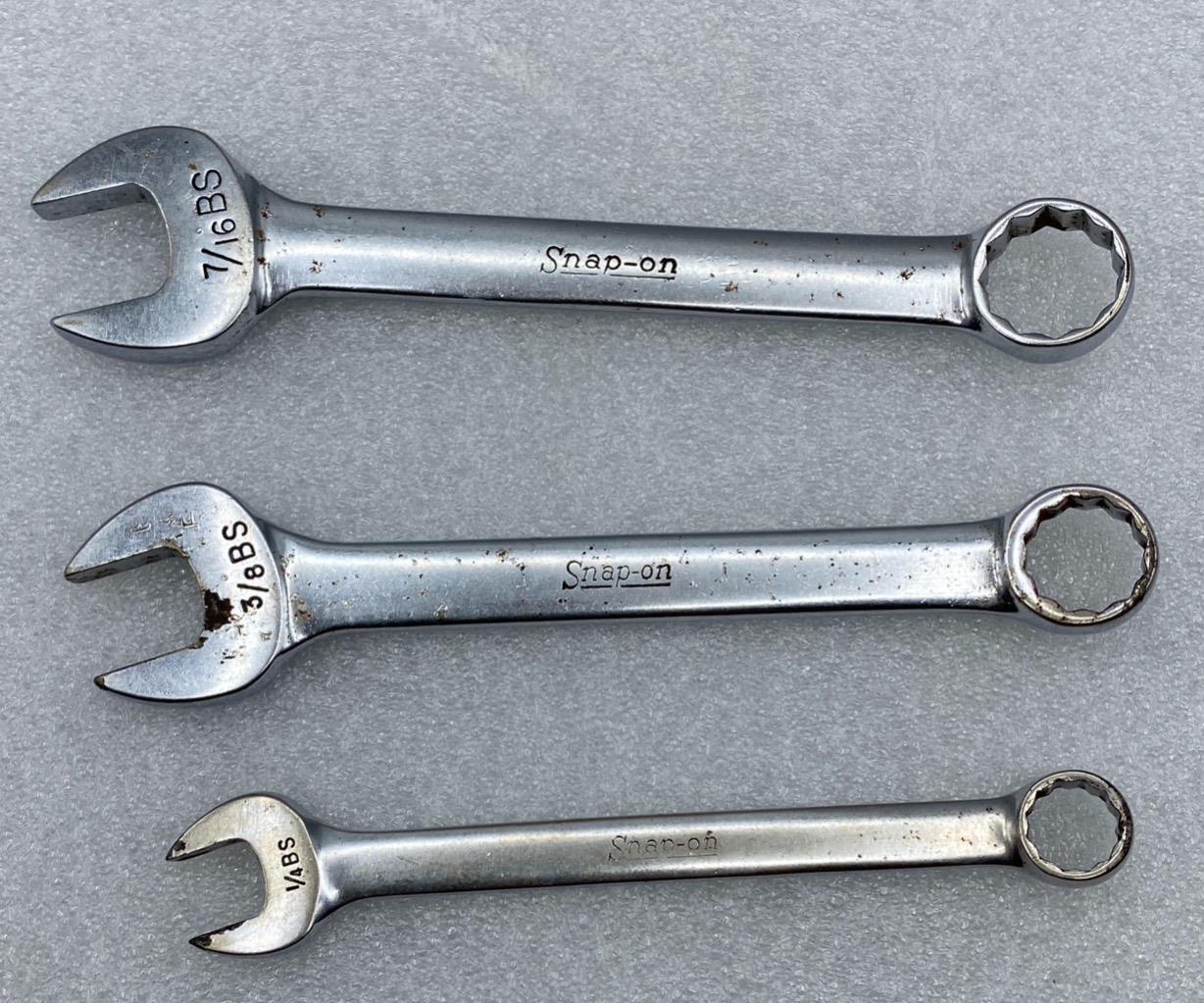 SNAP-ON LOT OF 3 WOEX 120,110,90 BRITISH STANDARD COMBINATION 12 POINT ...